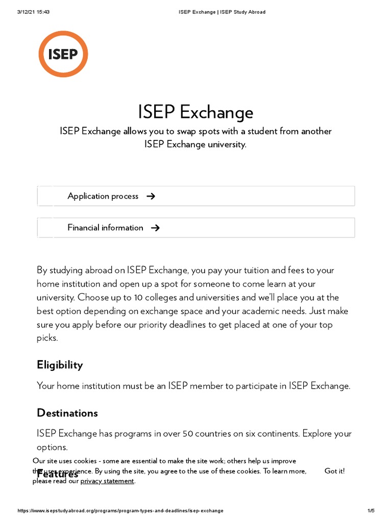 ISEP Exchange - ISEP Study Abroad | PDF | Fee | International Student
