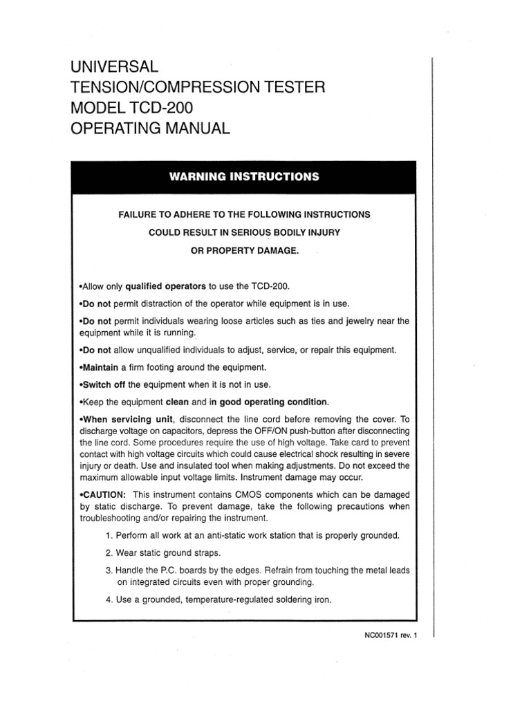Chatillon Press tcd200 - Series Manual | PDF
