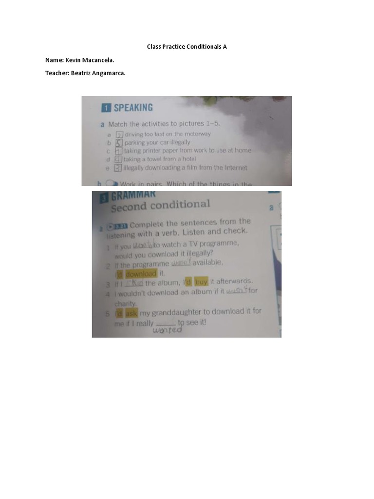 Class Practice Conditionals A | PDF