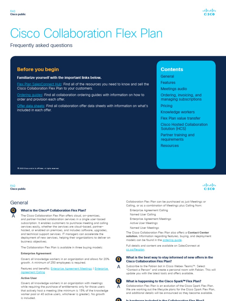 Cisco Collaboration Flex Plan: Frequently Asked Questions | PDF | Cloud ...