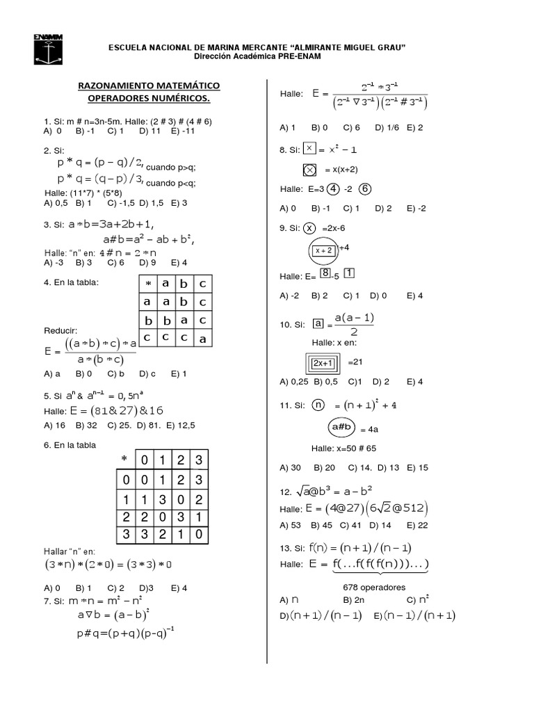 Operadores Matematicosorden de Información | PDF