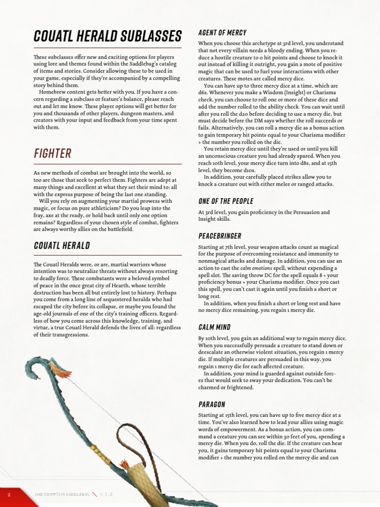 Couatl Herald Subclasses for D&D 5E | PDF | Monk | Fires