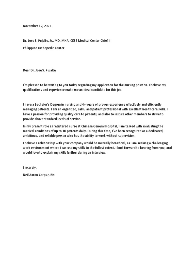 Application Letter (POC) | PDF | Self-Improvement | Wellness