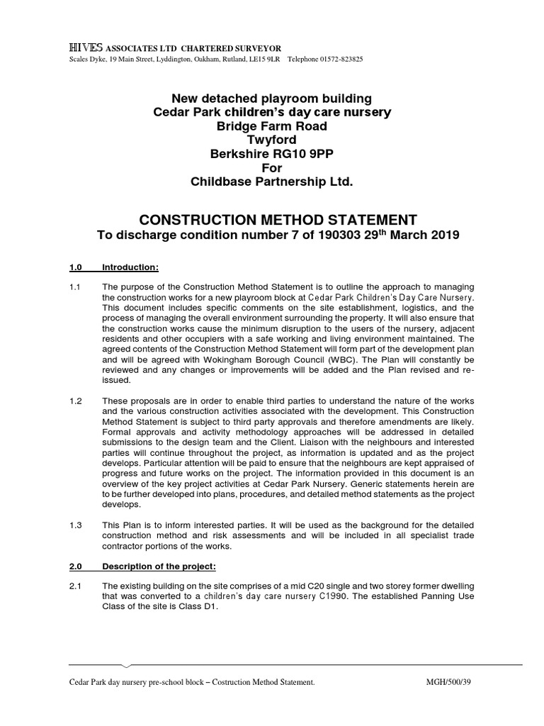 Construction Method Statement | PDF | Occupational Safety And Health ...