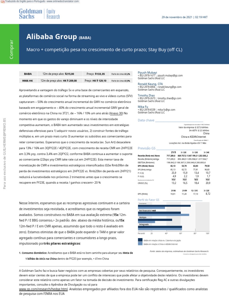 Goldman Sachs - Alibaba - Group - BABA (PT) | PDF | China | Política ...