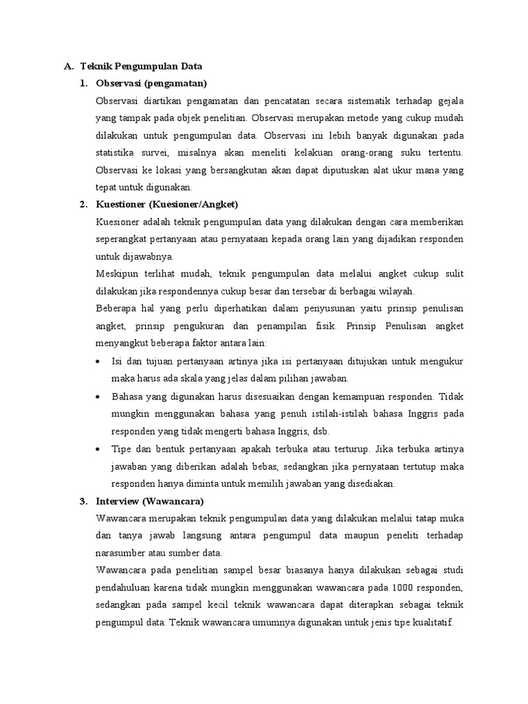 Teknik Pengumpulan Data Pdf