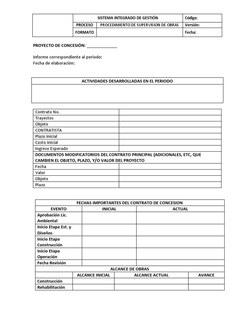 Formato de Supervision Proyectos | PDF