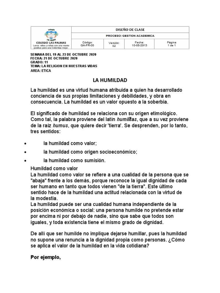 11 Etica La Humildad | PDF | Humildad | Dios