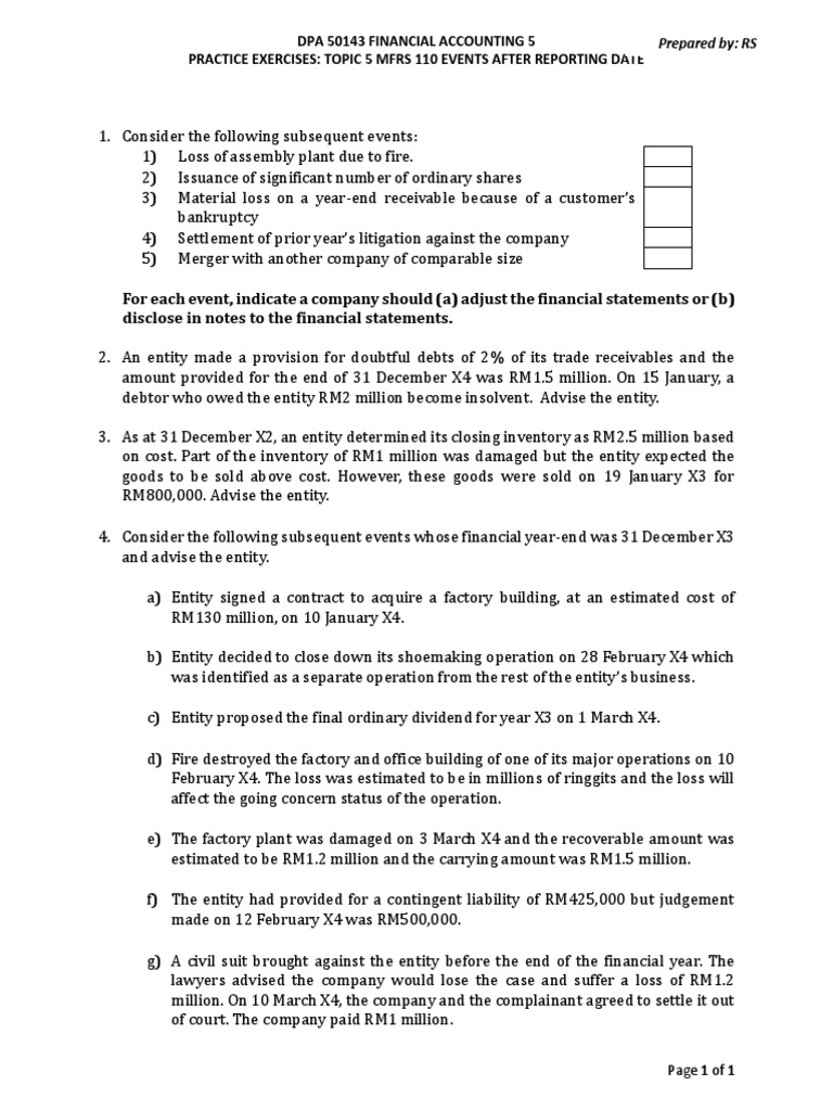 Pe - T5 MFRS 110 | PDF | Going Concern | Bankruptcy