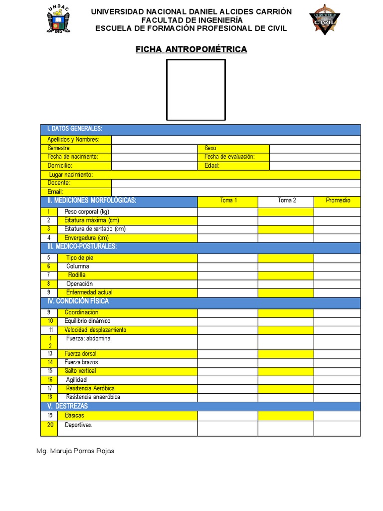 Ficha Antropometrica | PDF | Medicina CLINICA | Enfermedades y trastornos