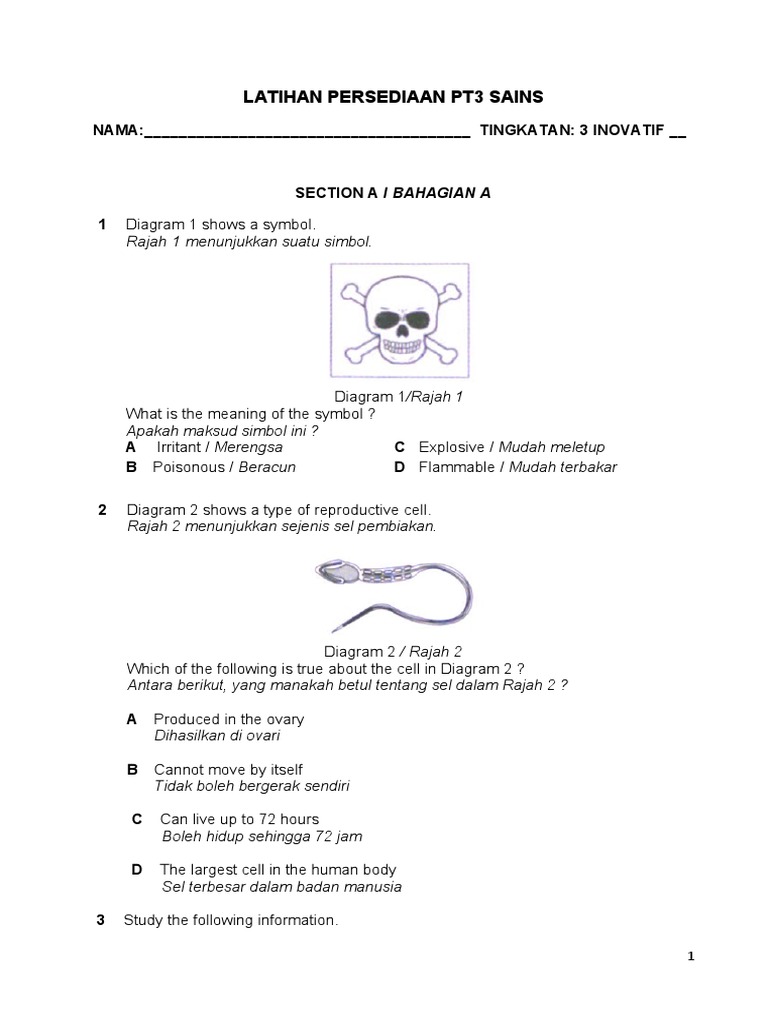 PT3 Science Prep for Form 3 Students | PDF