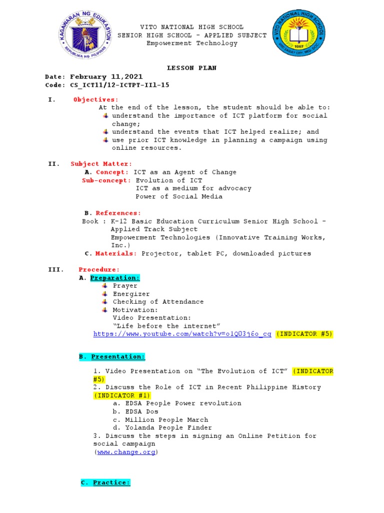 Lesson Plan 6 (ETECH - COT) | PDF | Educational Technology | Social Media