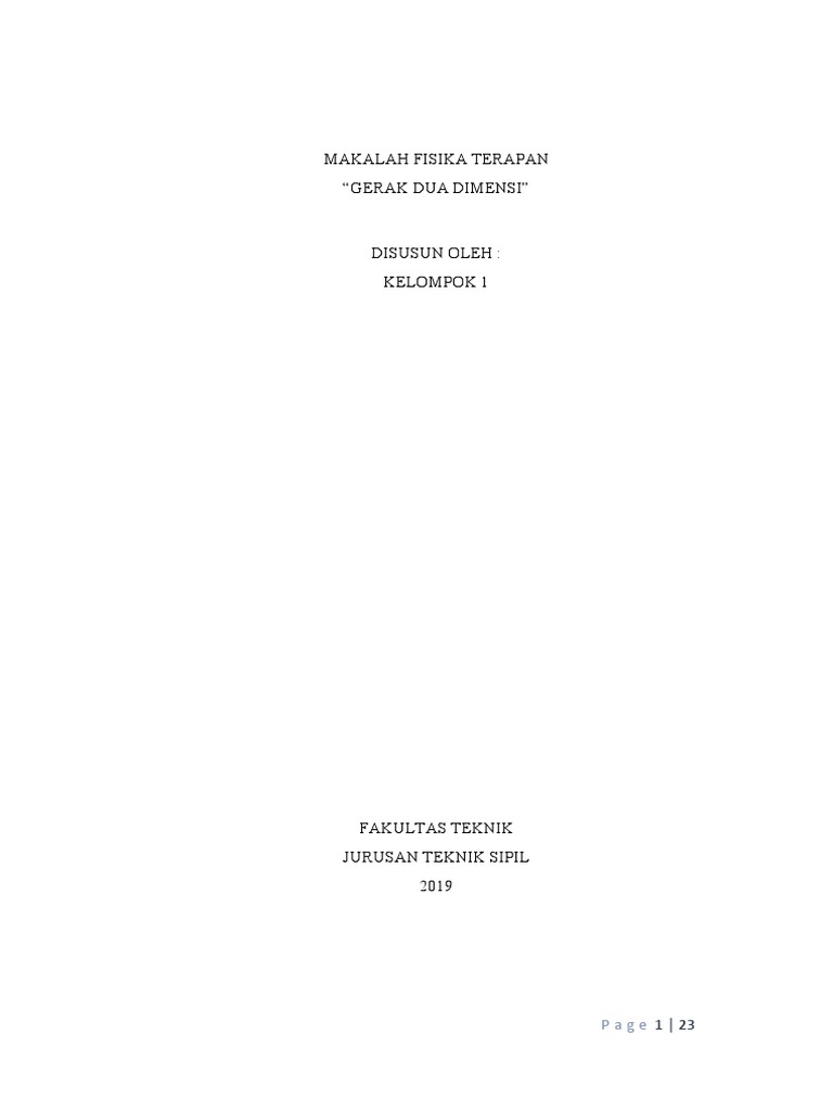 Makalah Kelompok 1 Gerak 2 Dimensi | PDF Makalah Kelompok 1 Gerak 2 Dimensi | PDF