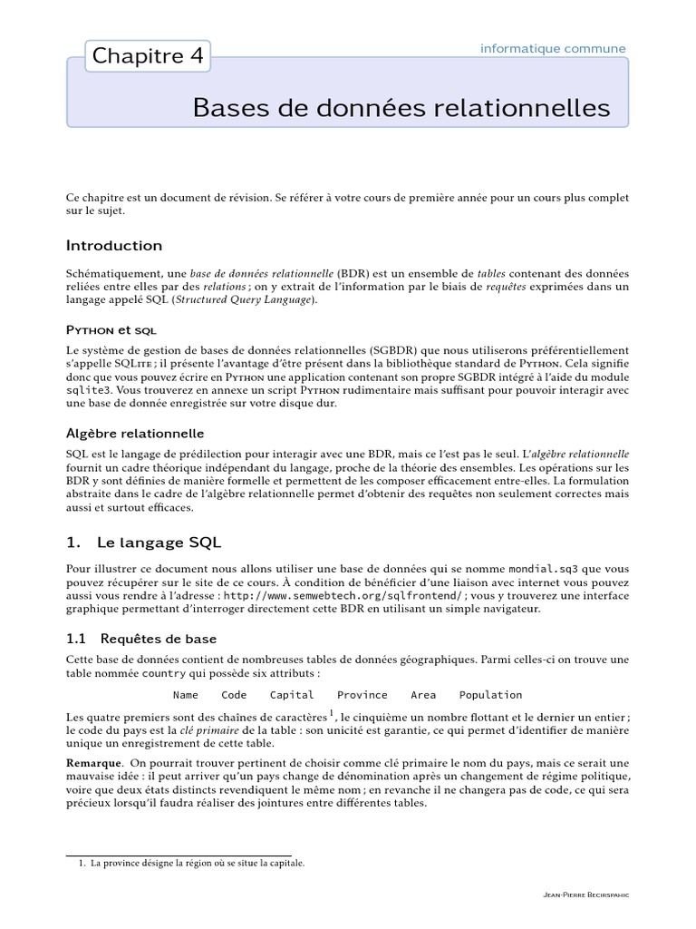 04.bases de Données Relationnelles | PDF | Base de données relationnelle | SQL
