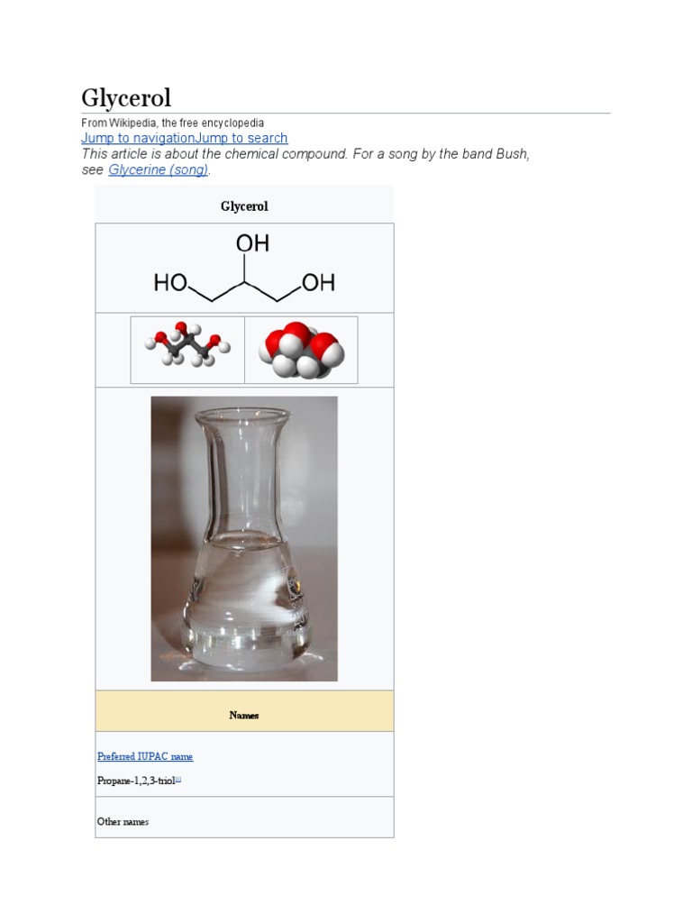 Glycerol: Glycerine (Song) | PDF | Glycerol | Chemical Substances
