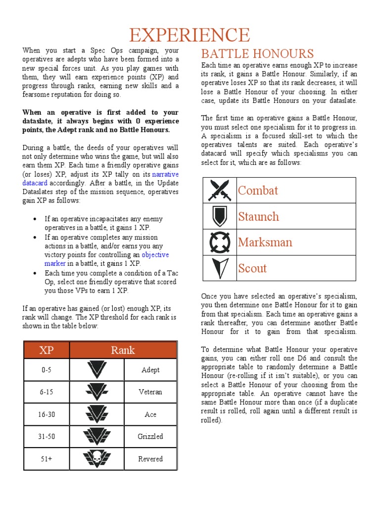Kill Team EXPERIENCE | PDF | Battles | Military