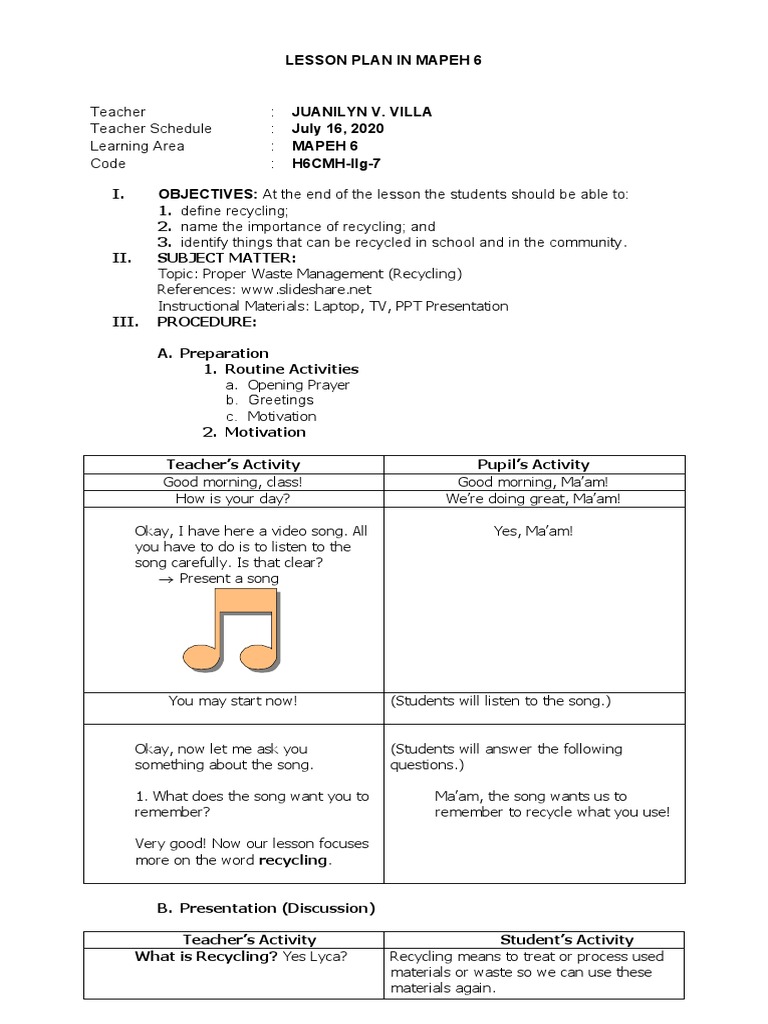 Recycling Lesson Plan | PDF | Recycling | Lesson Plan