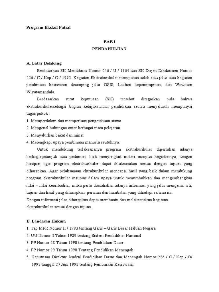 Program Ekskul Futsal | PDF | Karier & Perkembangan
