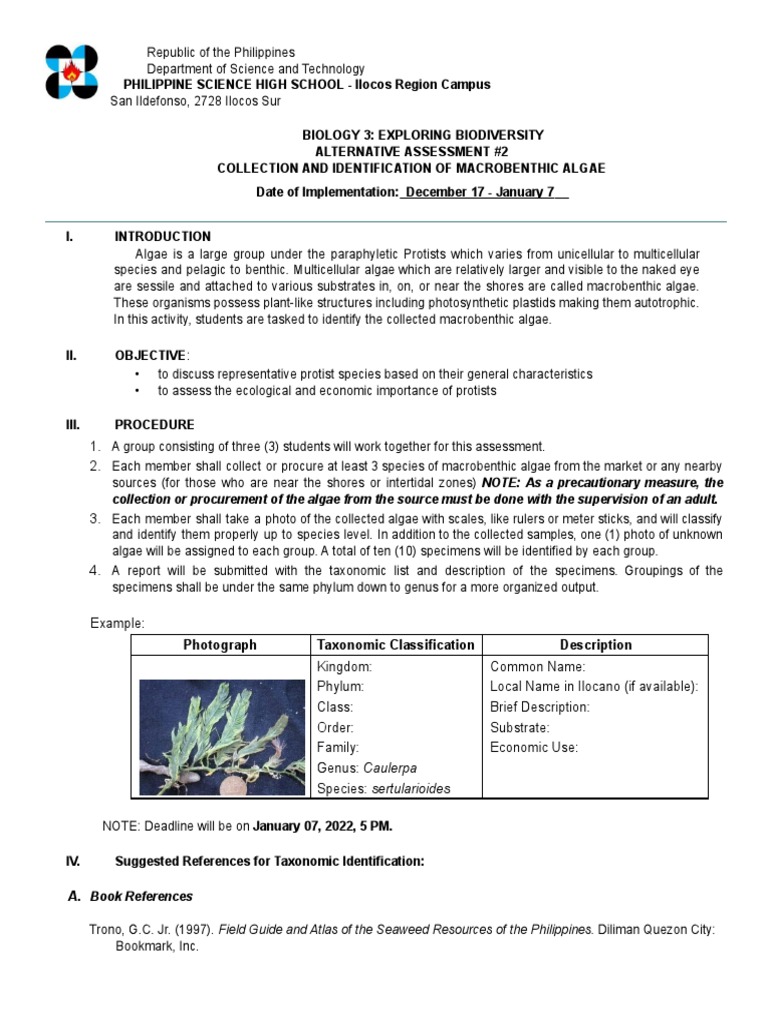 Major Alernative Assessment - Macrobenthic Algae | PDF | Algae ...