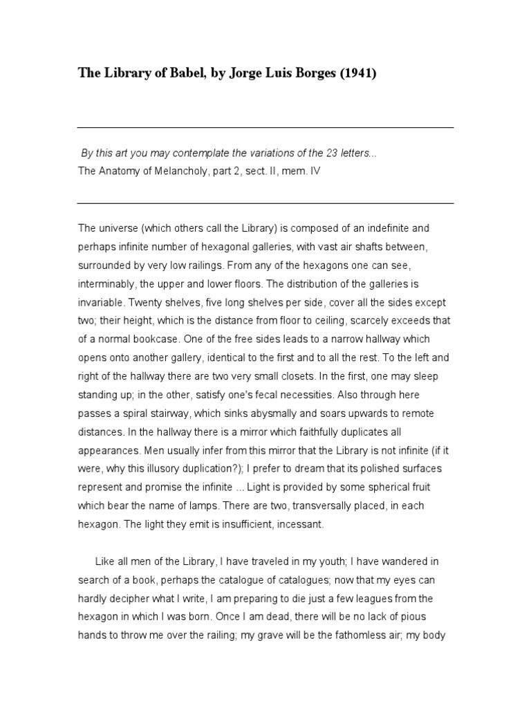 The Library of Babel by Jorge Luis Borges | PDF | Books