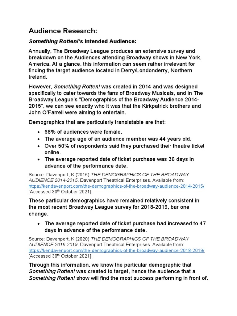 Audience Research:: Something Rotten! S Intended Audience | PDF ...