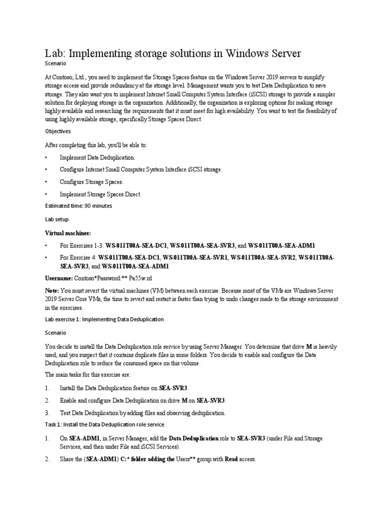 LAB 04 Implementing Storage Solutions in Windows Server | PDF ...