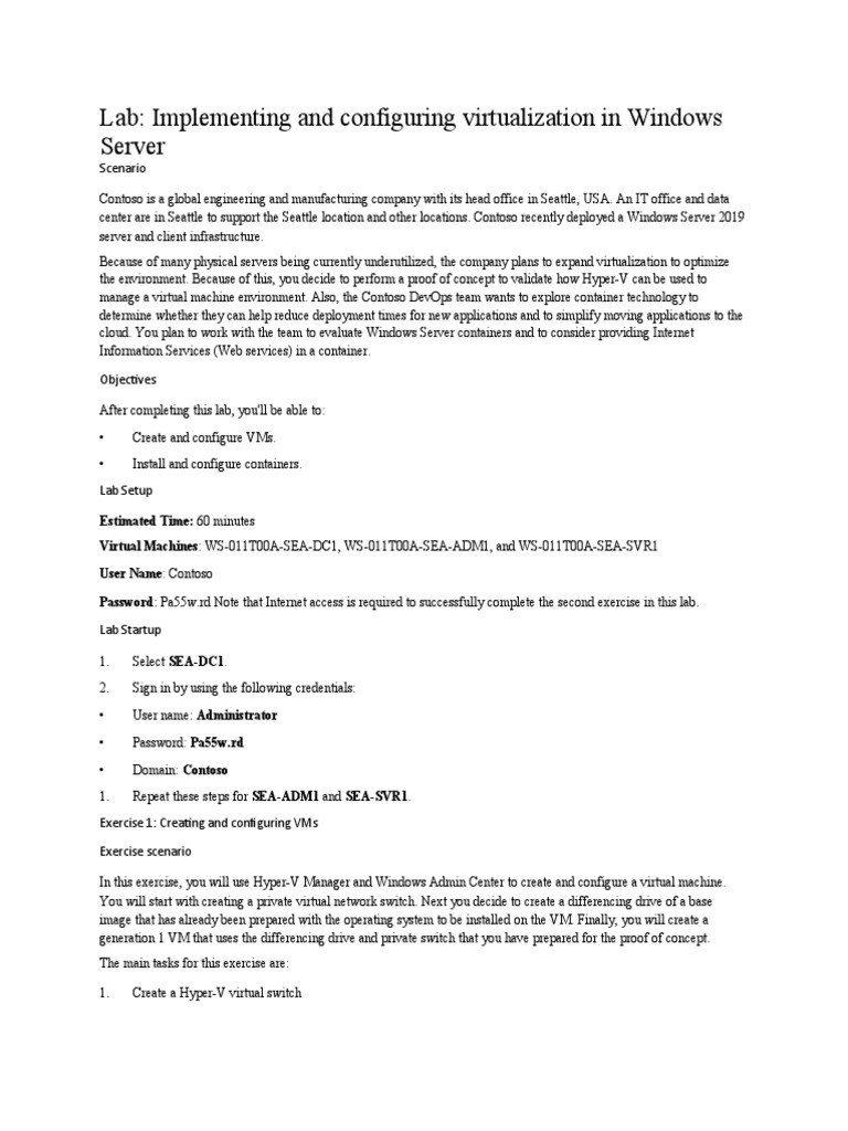 LAB 05 Implementing and Configuring Virtualization in Windows Server ...