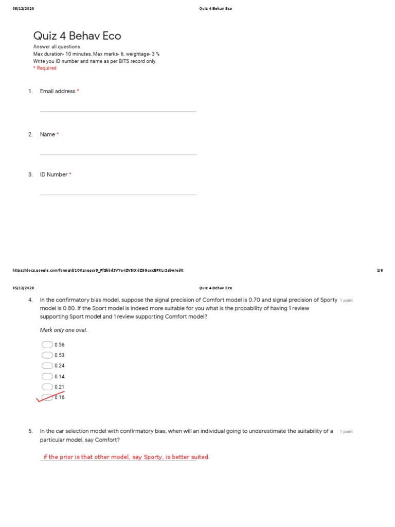 Behavioral Economics Quiz 4 | PDF