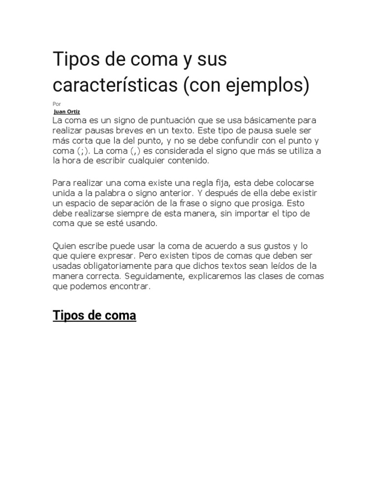 Tipos y Ejemplos de Coma | PDF | Coma | Gramática