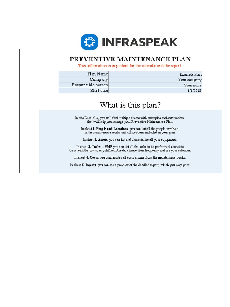 Preventive Maintenance Plan Template | PDF | Electrical Engineering ...
