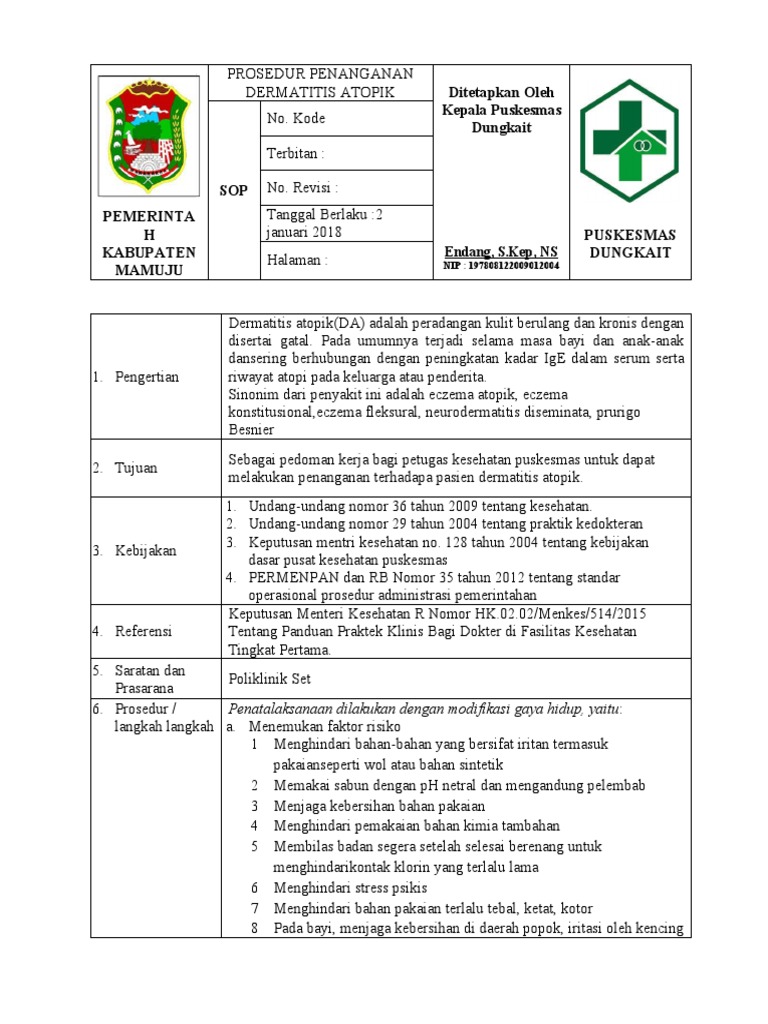 Prosedur Penanganan Dermatitis Atopik | PDF | Pengembangan Diri ...