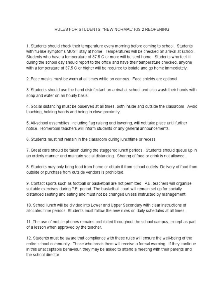 Rules For Students | PDF | Lifestyle