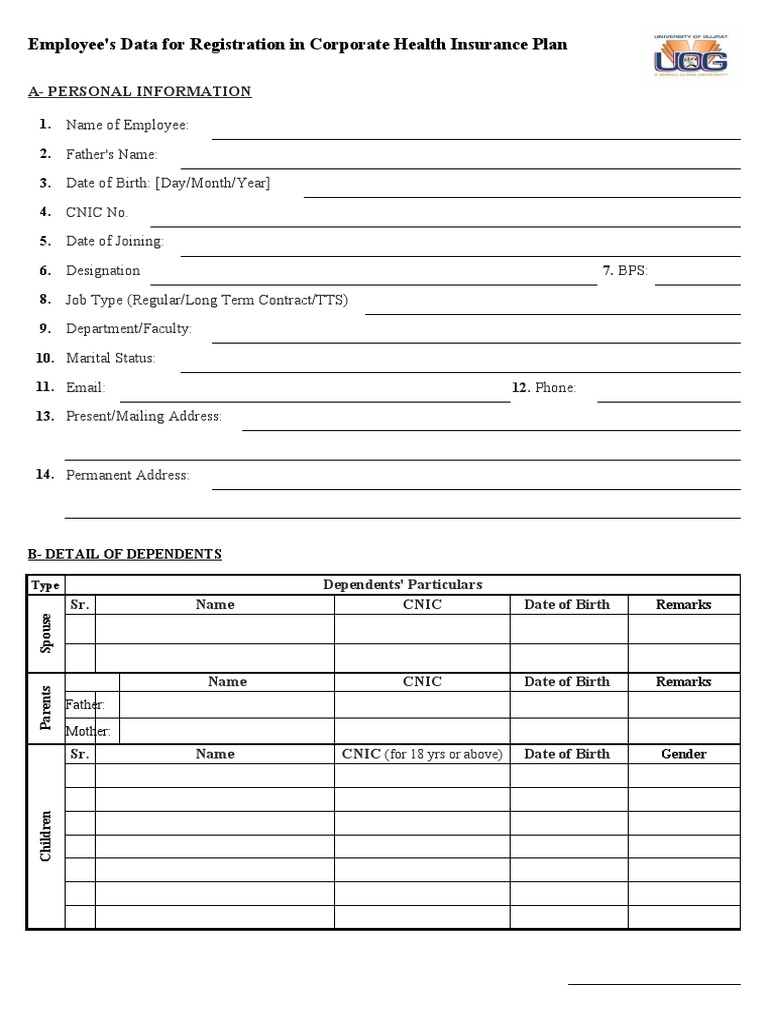 Data of Employees For Heath Insurance (Form) | PDF | Career & Growth