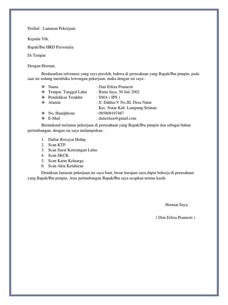 CV Dini Erliza Pramesti | PDF