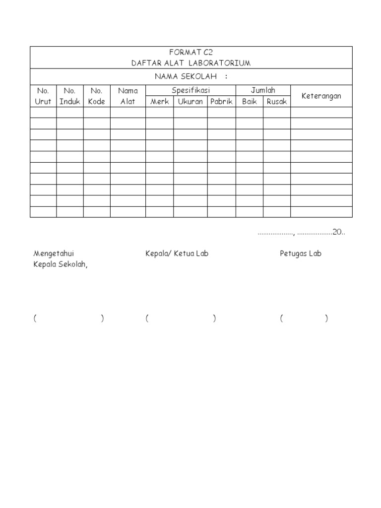 Format Administrasi Laboratorium | PDF