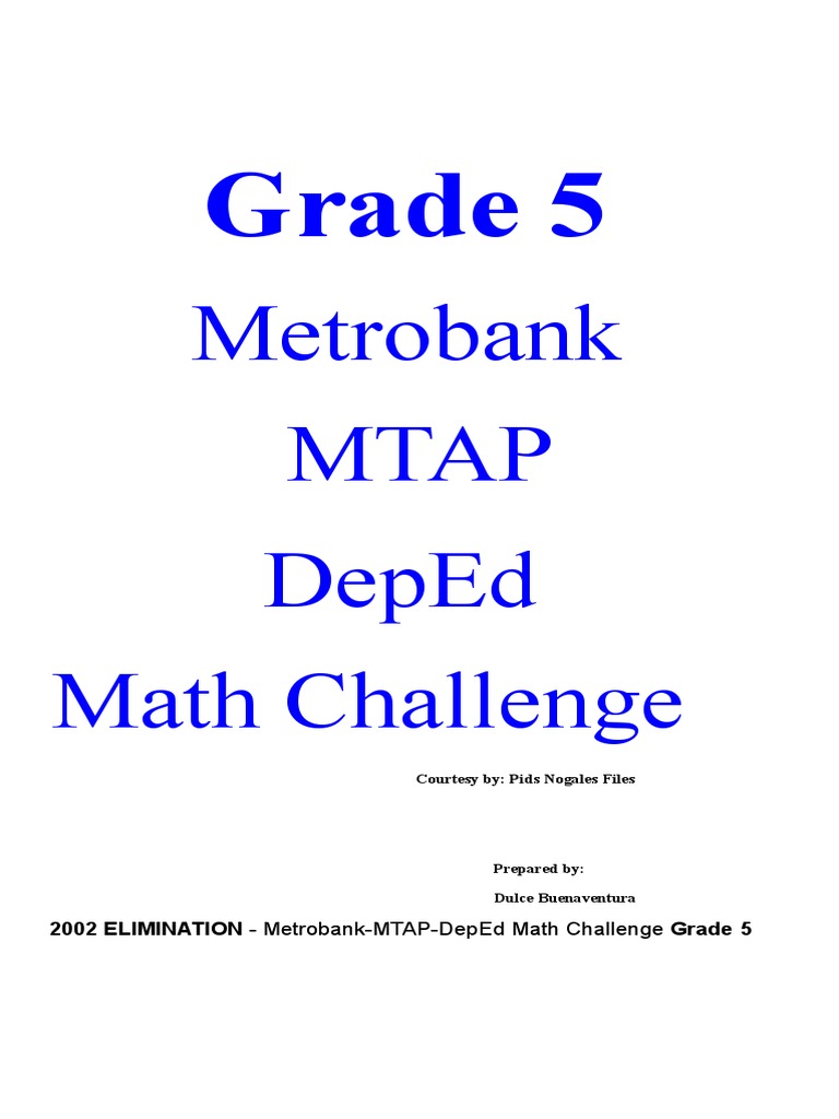 Grade 5: Metrobank Mtap Deped Math Challenge | PDF | Area | Numbers