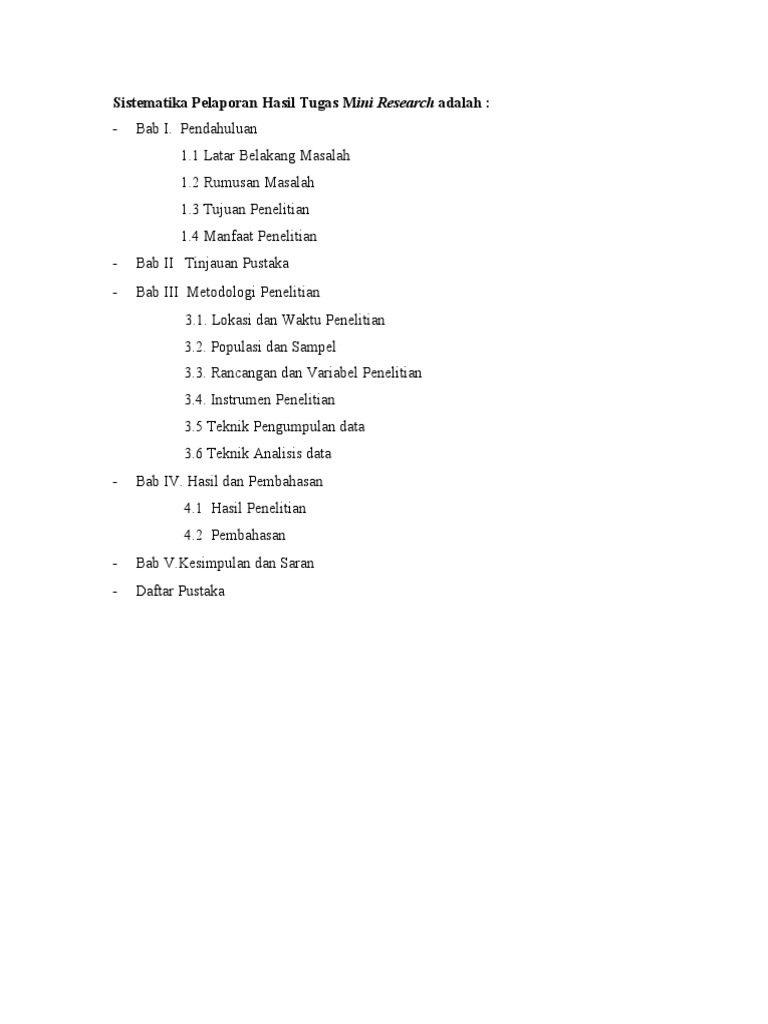 Sistematika Laporan Mini Riset | PDF
