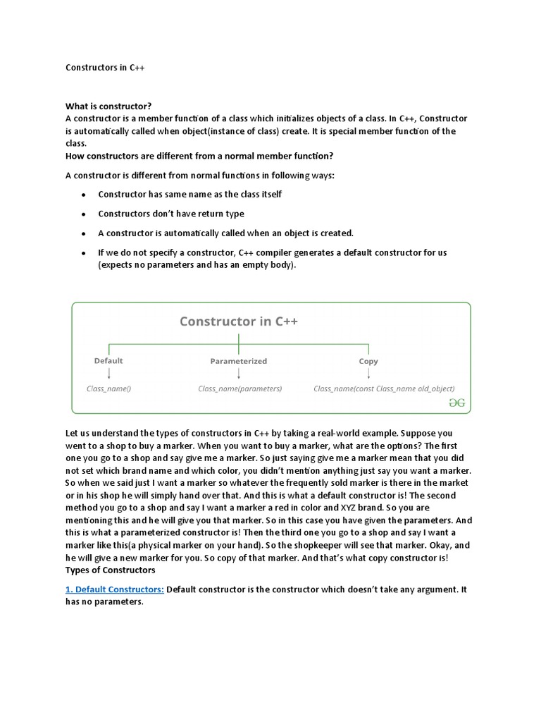 What Is Constructor 1 Default Constructors Pdf Programming Constructor Object Oriented