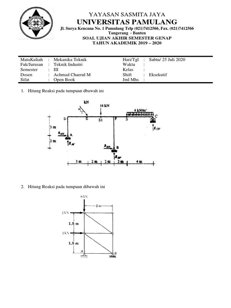 Form UAS Mekanika Teknik | PDF