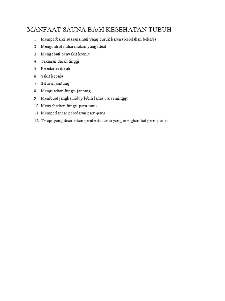 Manfaat Sauna untuk Kesehatan Tubuh | PDF | Kesehatan Holistik