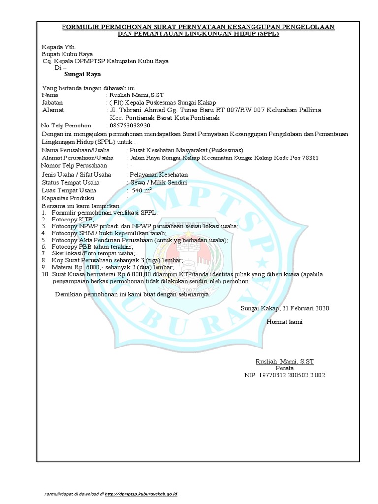 Permohonan SPPL | PDF