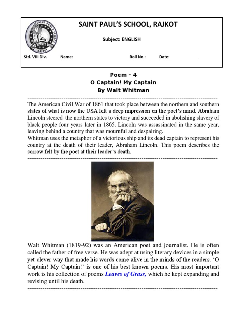 O Captain! My Captain | PDF | Verb | Subject (Grammar)