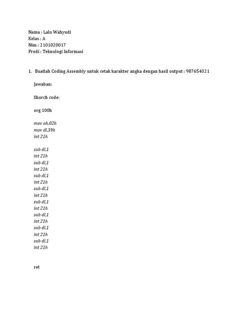 Tugas Emu | PDF | X86 Architecture | Computer Architecture