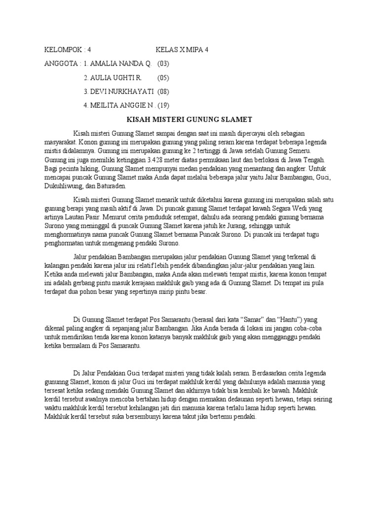 Kisah Misteri Gunung Slamet | PDF