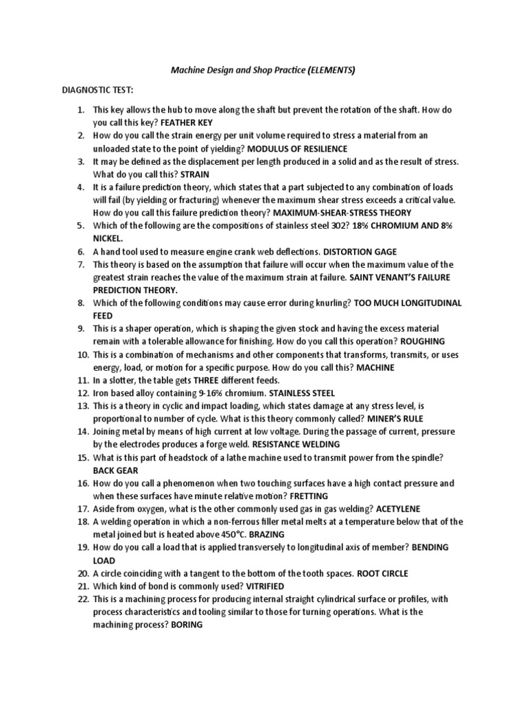 Machine Design and Shop Practice (ELEMENTS) | PDF | Steel | Welding