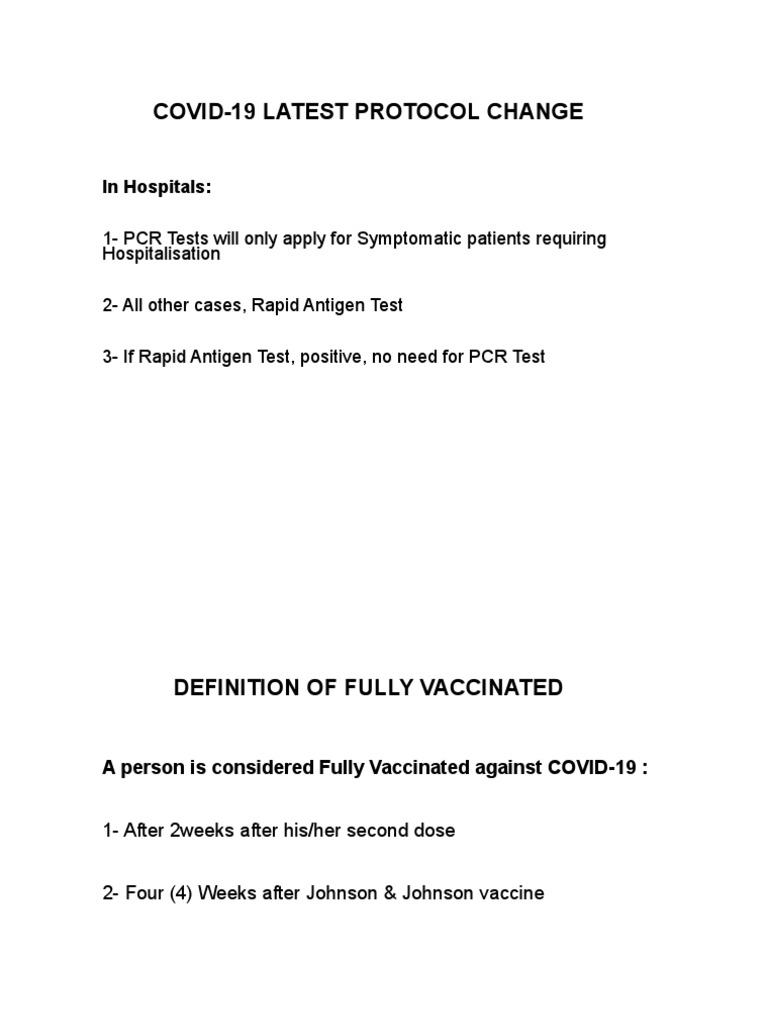 Covid-19 Latest Protocol Change: in Hospitals | PDF | Medical ...