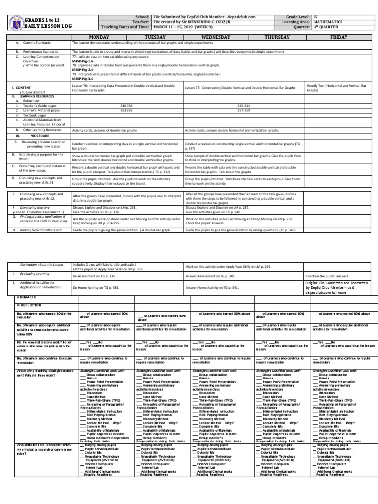 DLL Mathematics 4 q4 w9 | PDF | Differentiated Instruction | Experiment
