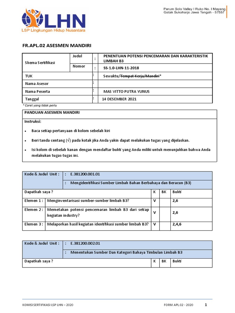 Apl.02 Asesmen Mandiri PLB3 | PDF