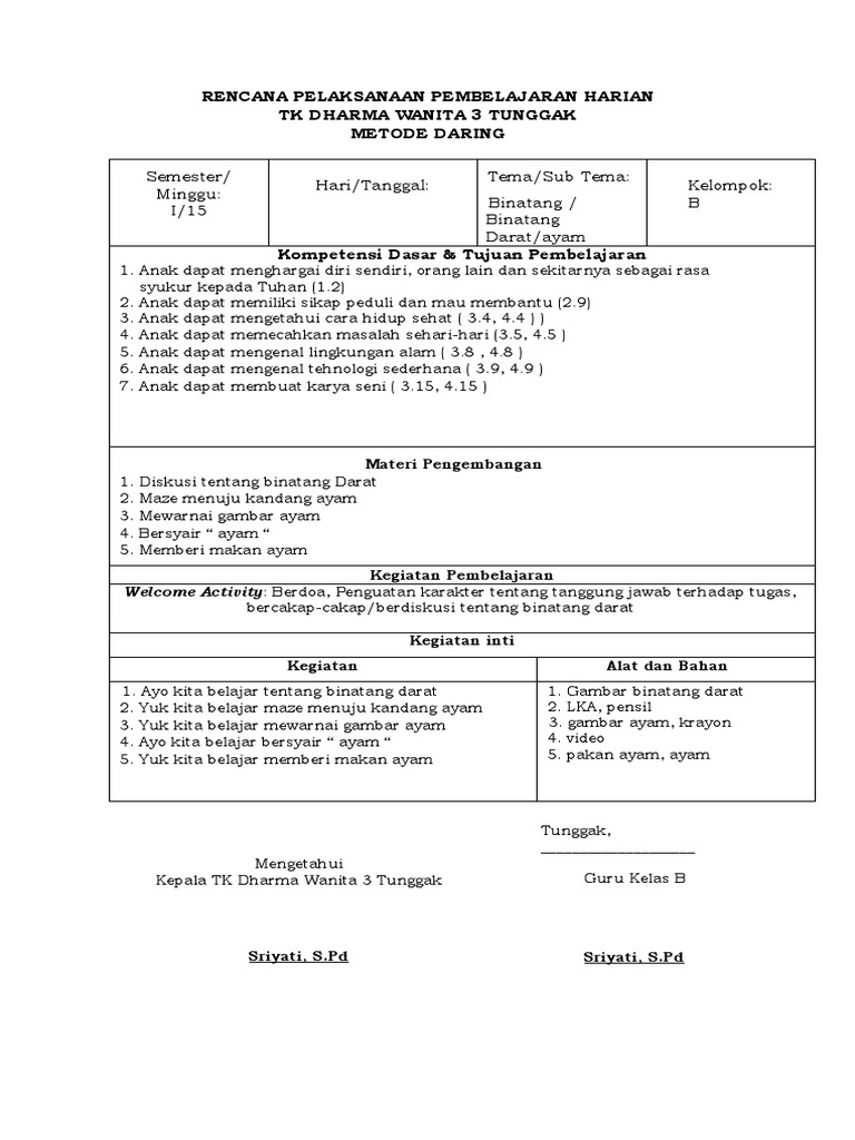 RPPH Minggu 15 Semester 1 | PDF