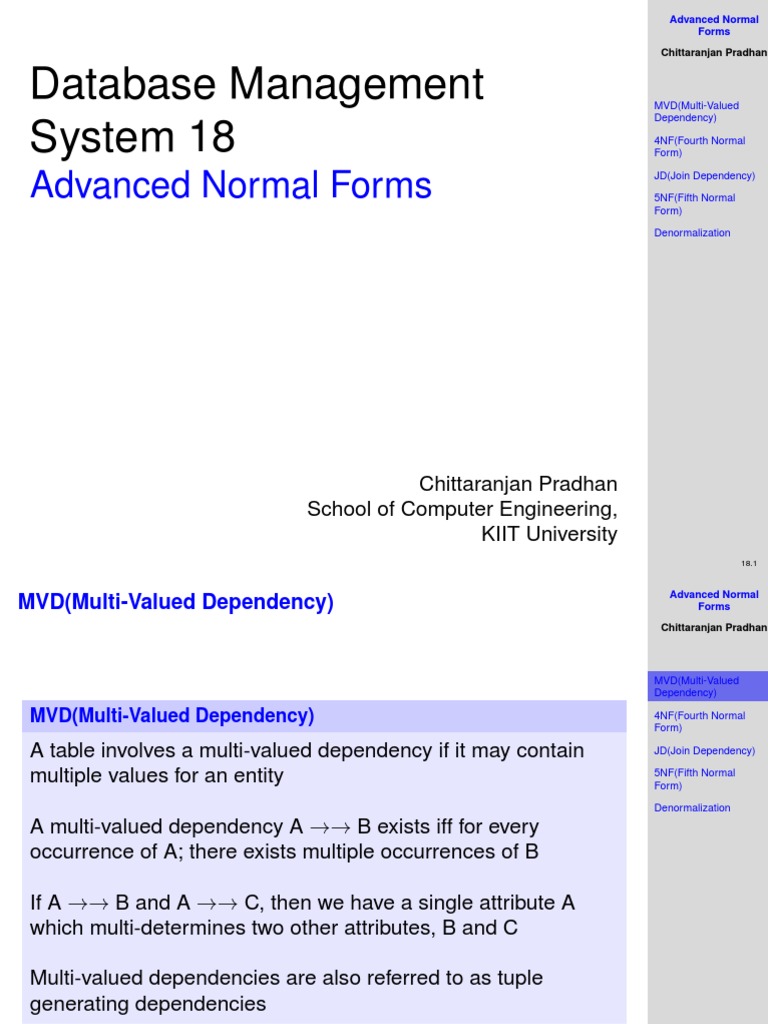Database Management System 18: Advanced Normal Forms | PDF | Computer Data | Databases